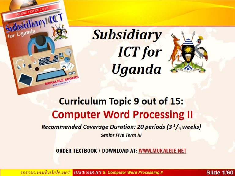 Computer Word Processing II notes - Subsidiary ICT for Uganda Topic 9 ...
