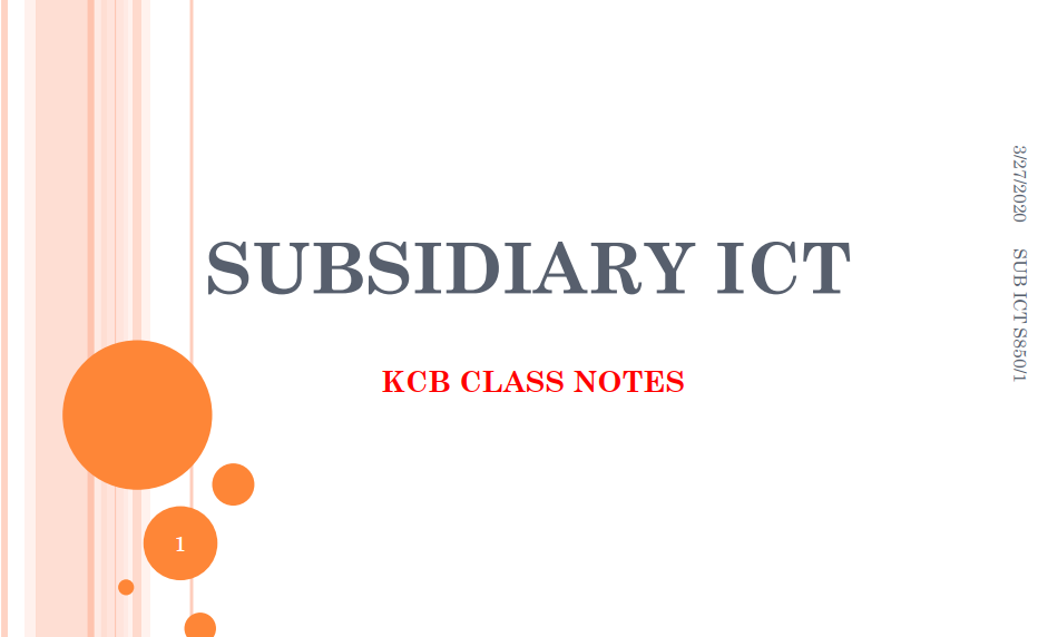 KCB S.5 Subsidiary ICT Notes | Sharebility Uganda