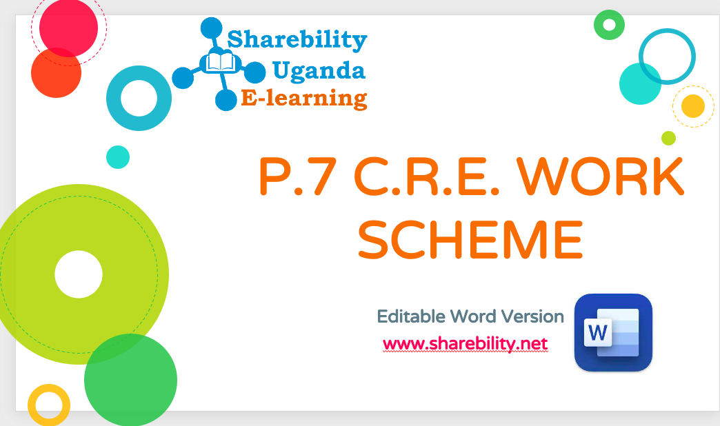 P.7 C.R.E SCHEME OF WORK FOR TERM I | Sharebility Uganda